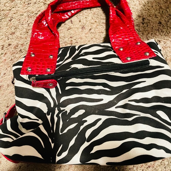 Bags | Very Cute Purse Red White And Black With One Missing Stone Strap ...